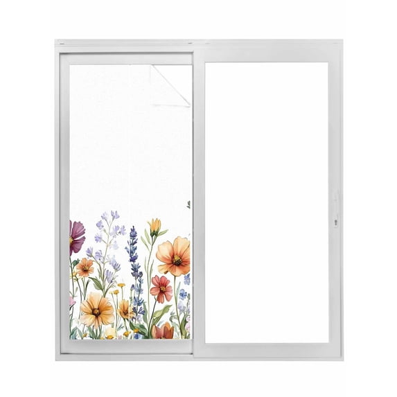 Spring Floral Window Privacy Film, Colorful Botanical Summer Blooming ...