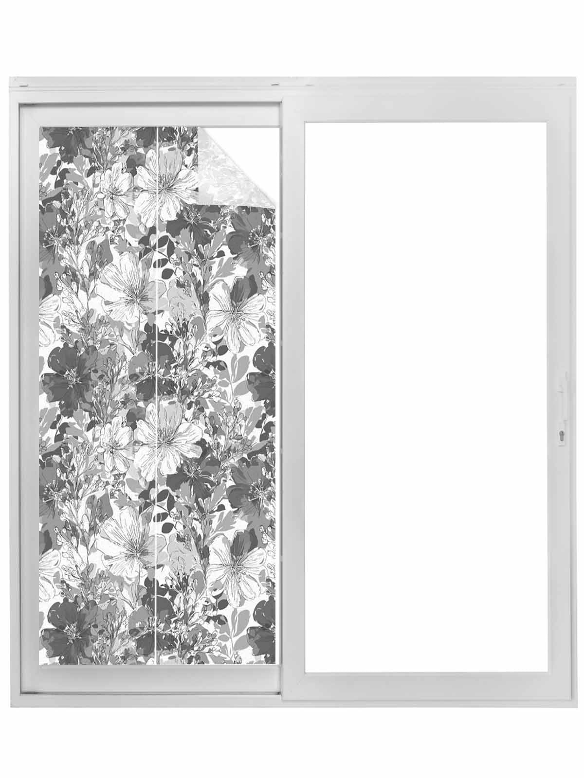 Spring Floral Window Privacy Film, Retro Country Flowers Leaves ...