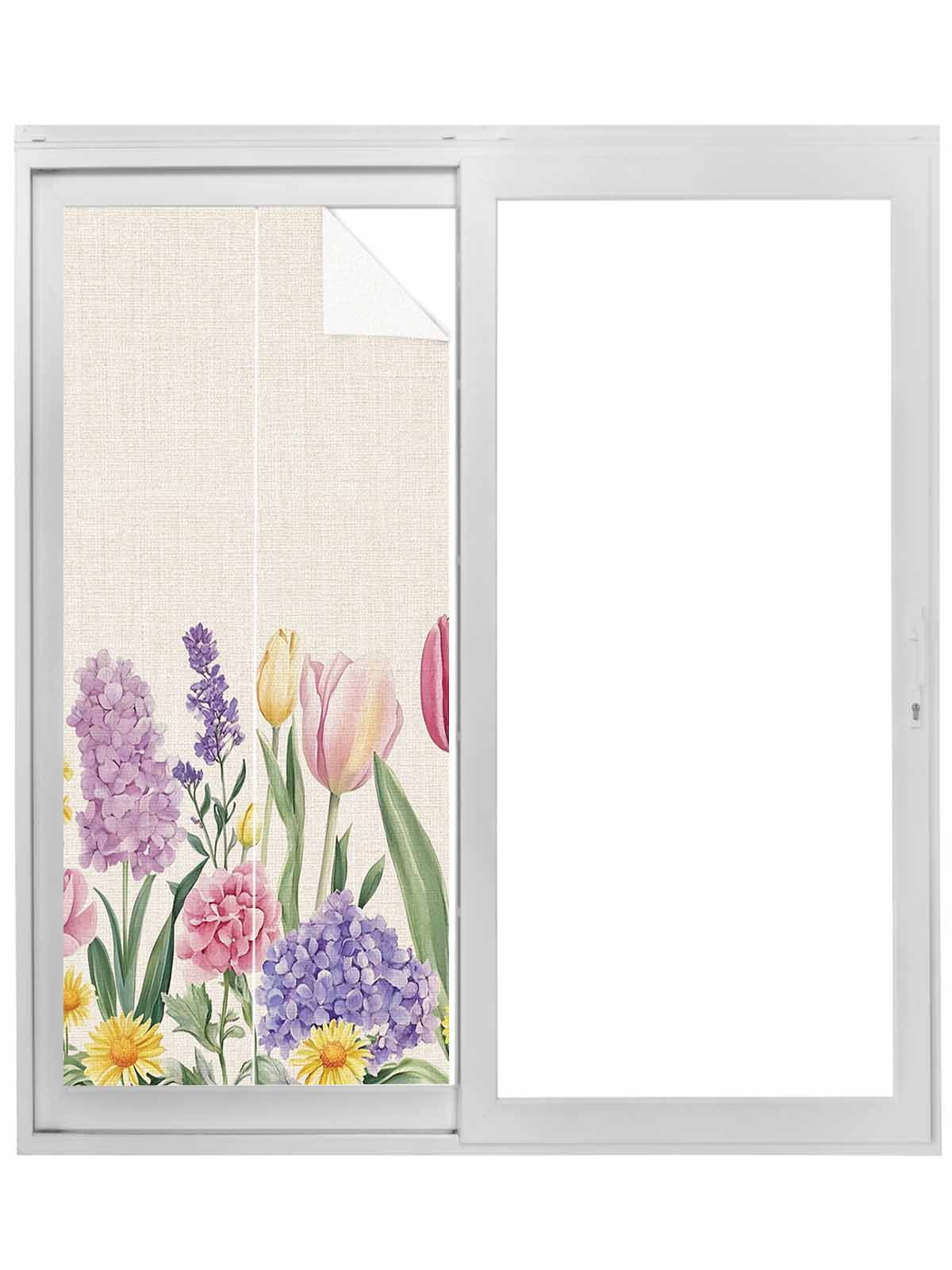Spring Floral Window Privacy Film Stained Glass Window Film Decorative ...