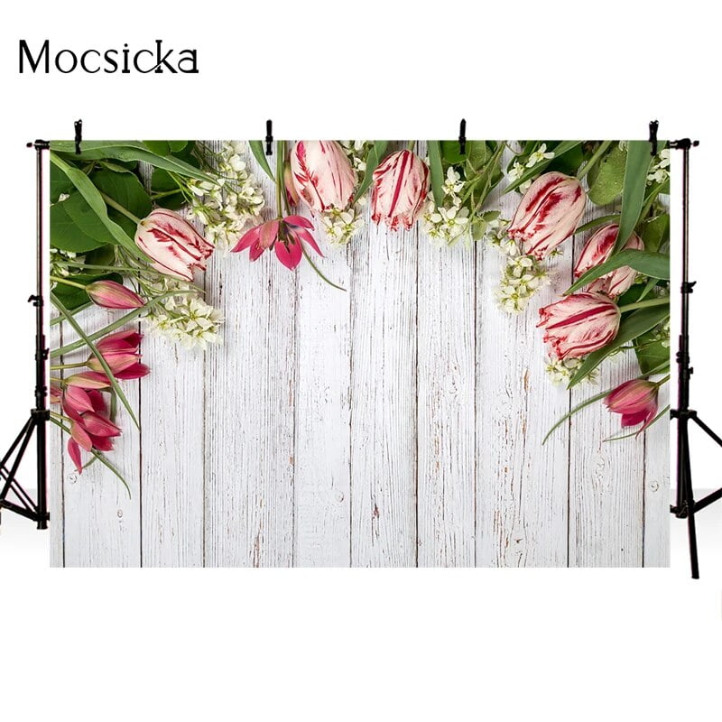 Spring Floral Wood Board Backdrop Newborn Baby Adult Portrait ...