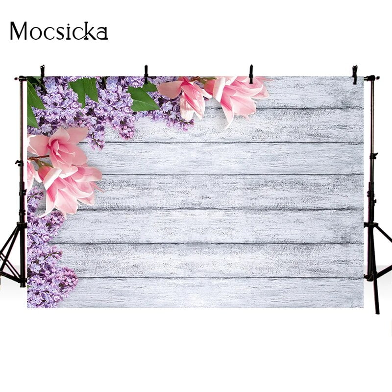 Spring Floral Wood Board Backdrop Newborn Baby Adult Portrait ...
