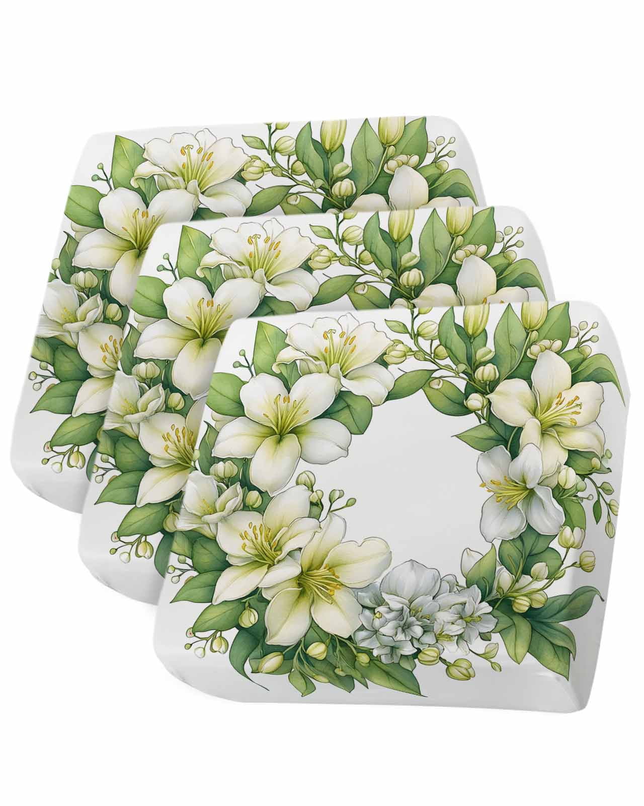 Spring Floral Wreath Sofa Couch Cushion Covers Washable, Removable ...