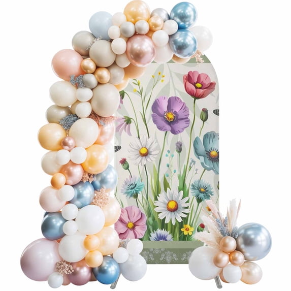 Spring Florals Arch Backdrop Cover 4 FT Daisy Wildflowers Butterfly ...