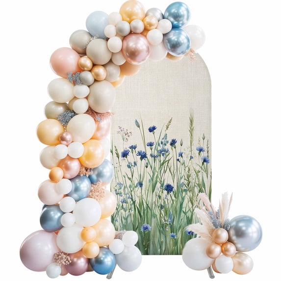 Spring Florals Arch Backdrop Cover 6 FT Watercolor Country Blue Floral ...