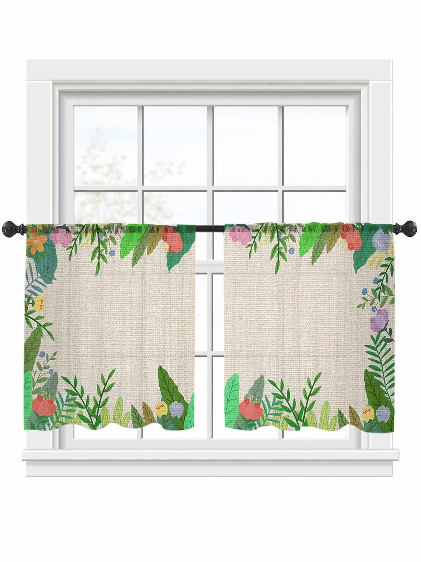 Spring Florals Sheer Curtains 2 Panels Set Grass Leaves WELCOME Sheer ...