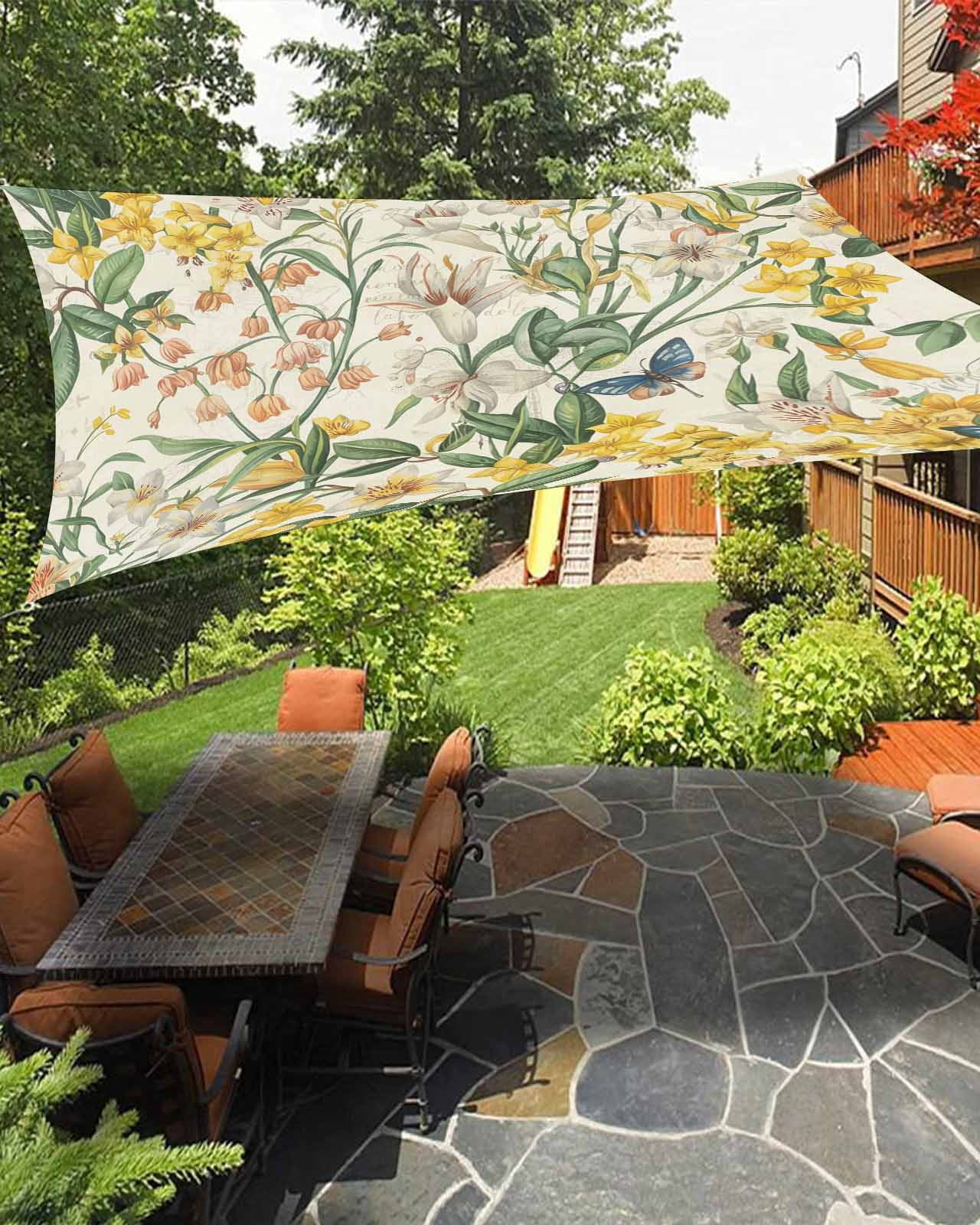 Spring Florals Sun Shade Sail 8'X10' Oil Painted Yellow White Floral ...