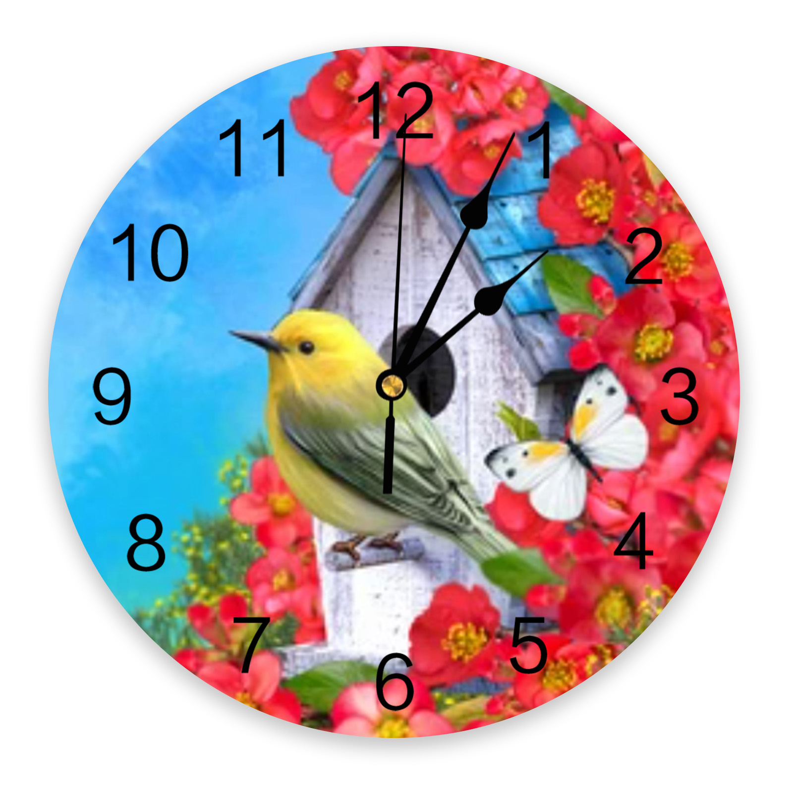 Spring Flower Animal Wall Clock for Kids Rooms Silent Clocks Wall Home ...