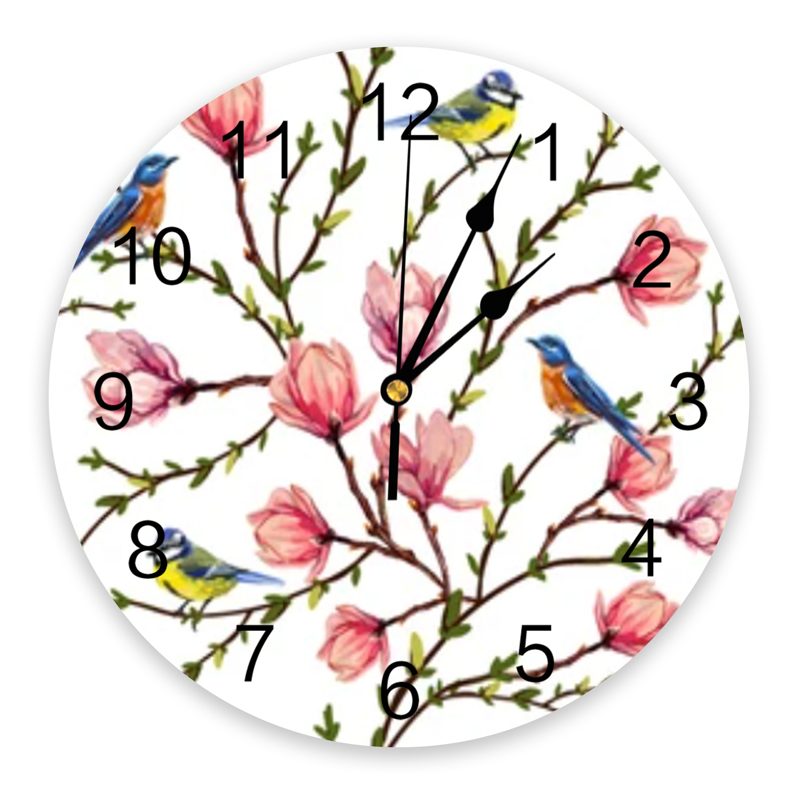 Spring Flower Animal Wall Clock for Kids Rooms Silent Clocks Wall Home ...