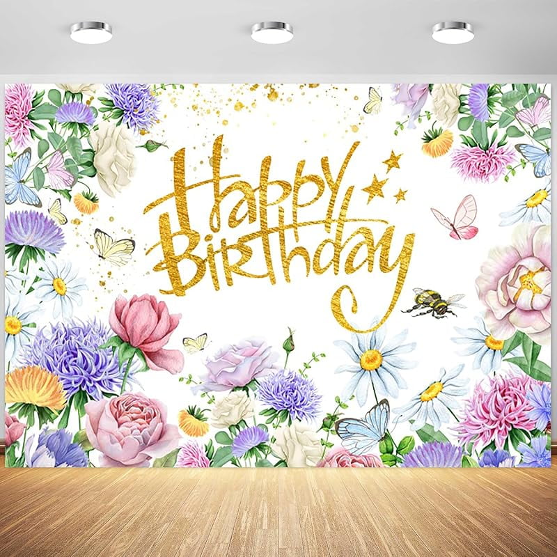 Spring Flower Birthday Backdrop Colorful Flowers Butterfly Photography ...