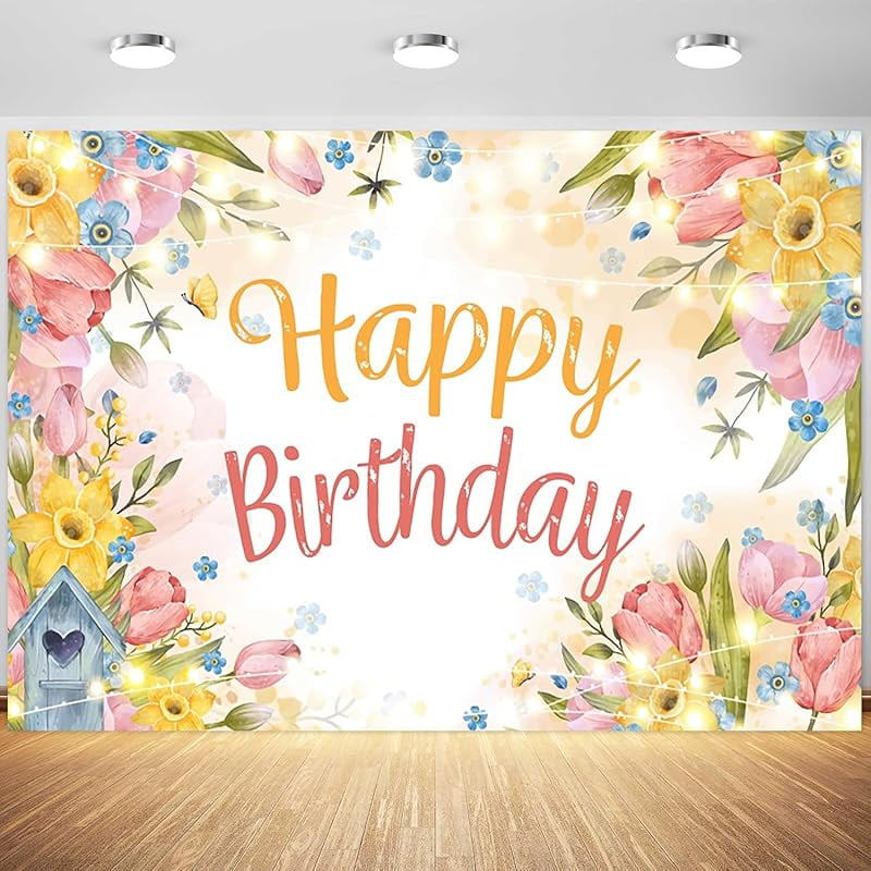 Spring Flower Birthday Backdrop Colorful Flowers Photography Background ...