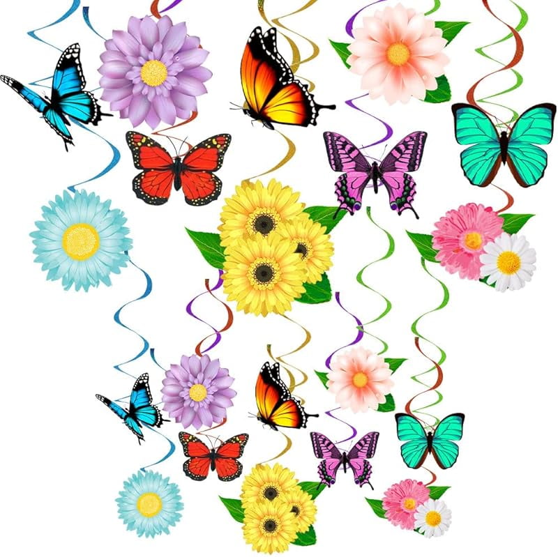 Spring Flower Birthday Party Decorations,30 Set Summer Party Hanging ...