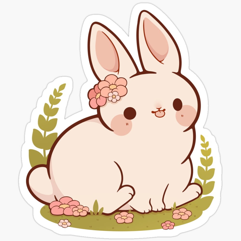 Spring Flower Bunny Sticker Phone Decal Water Bottle Stickers Car ...