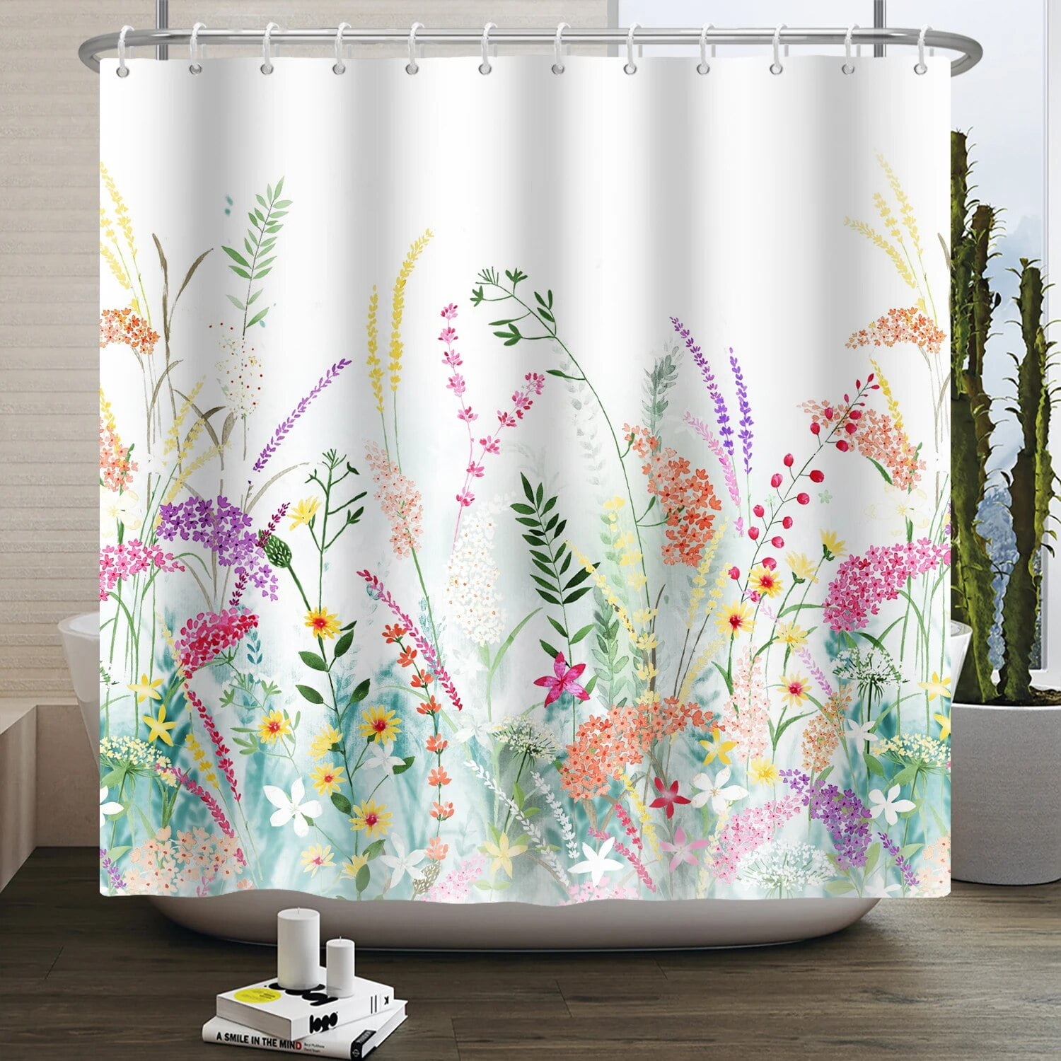 Spring Flower Butterfly Botanical Shower Curtain and Bathtub Decor ...