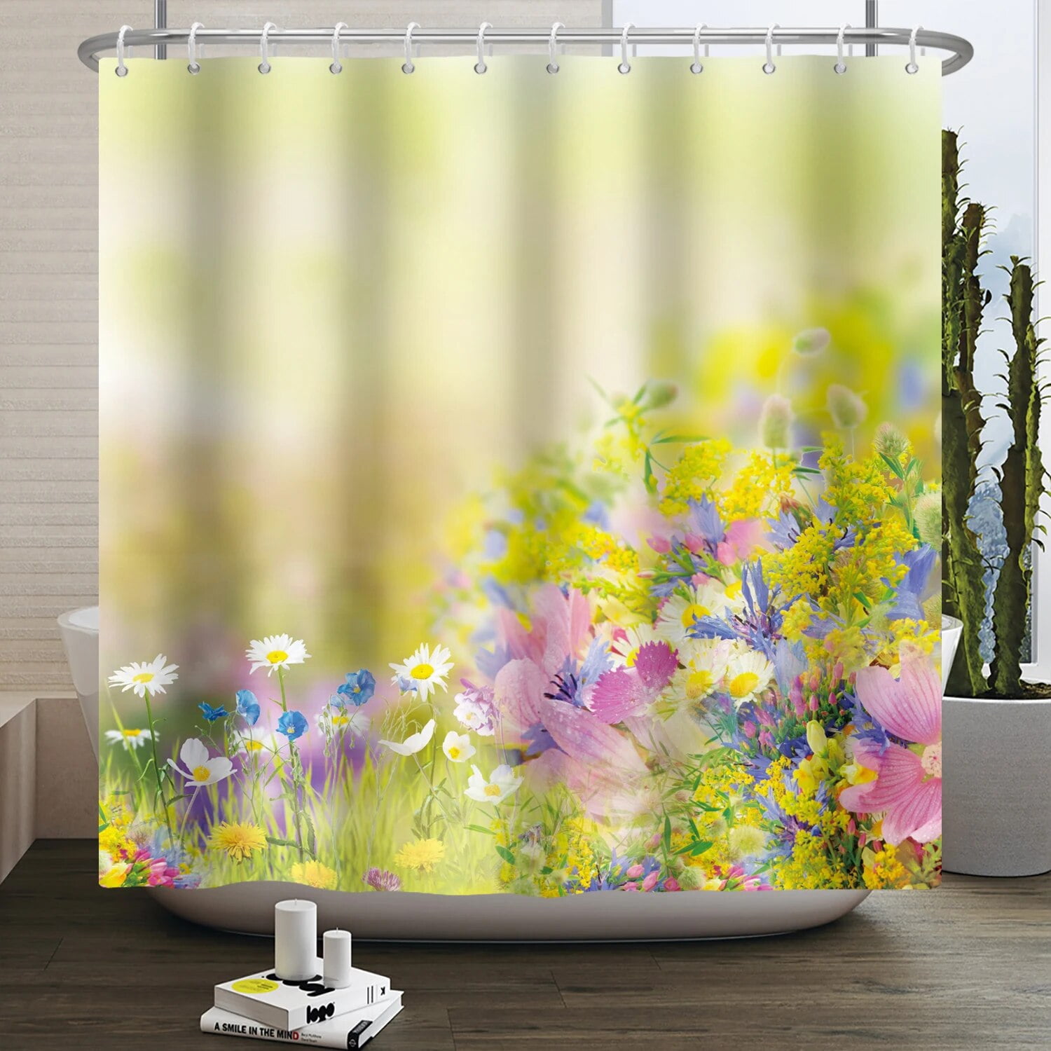 Spring Flower Butterfly Botanical Shower Curtain and Bathtub Decor ...