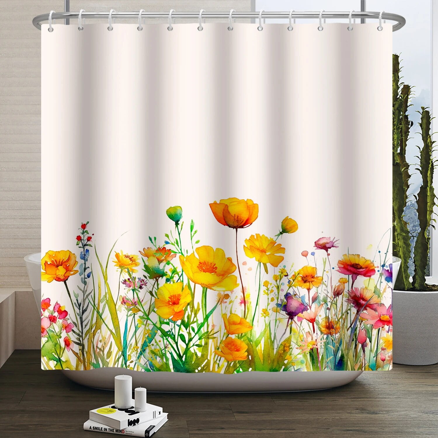 Spring Flower Butterfly Botanical Shower Curtain and Bathtub Decor ...