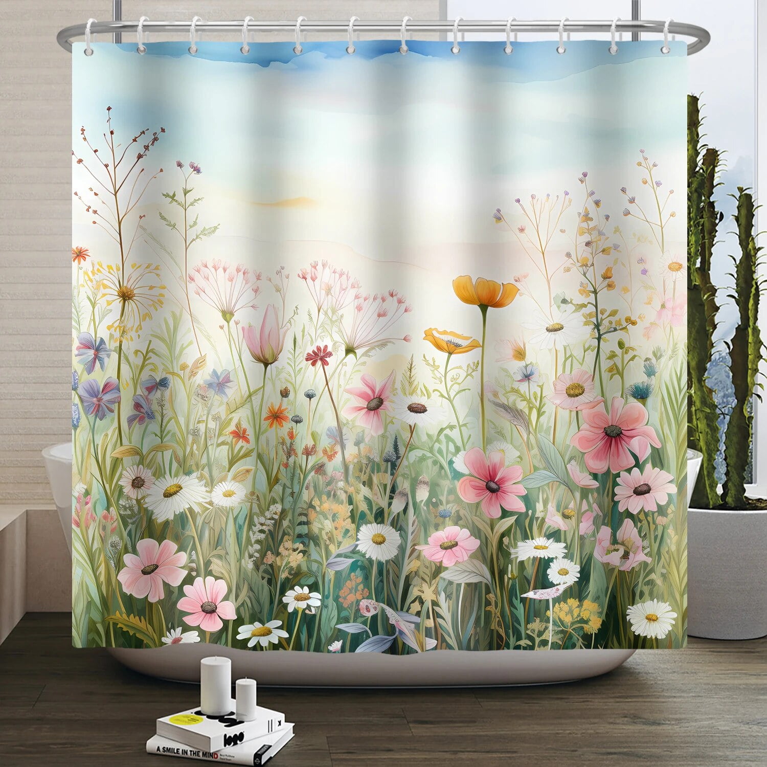 Spring Flower Butterfly Botanical Shower Curtain and Bathtub Decor ...