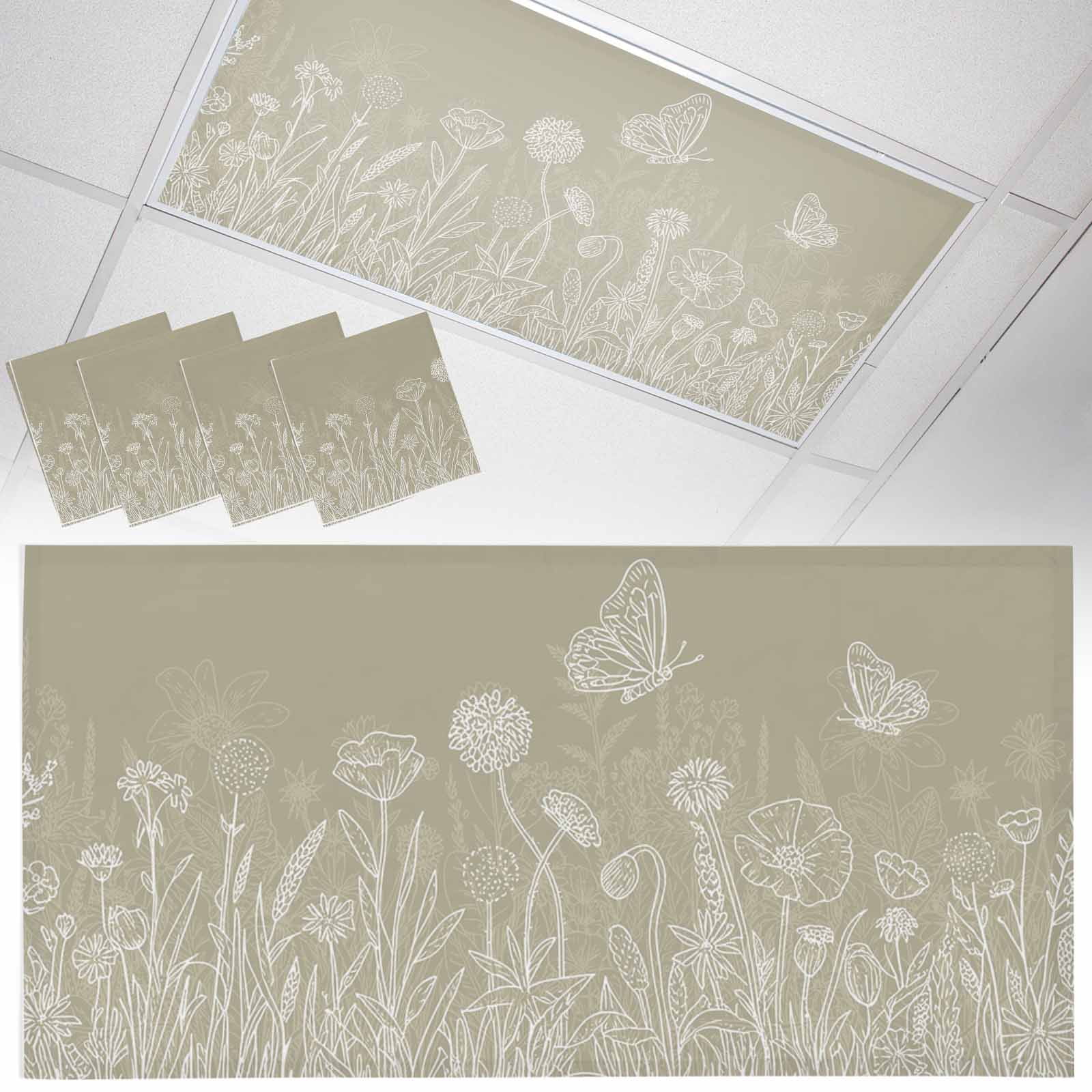 Spring Flower Butterfly Fluorescent Light Covers Plant Floral Lines ...