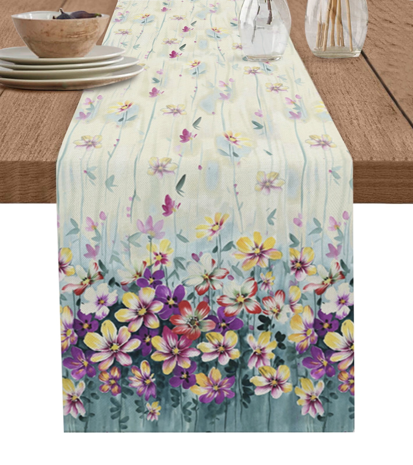 Spring Flower Butterfly Table Runner Home Wedding Table Flag Mat Table ...