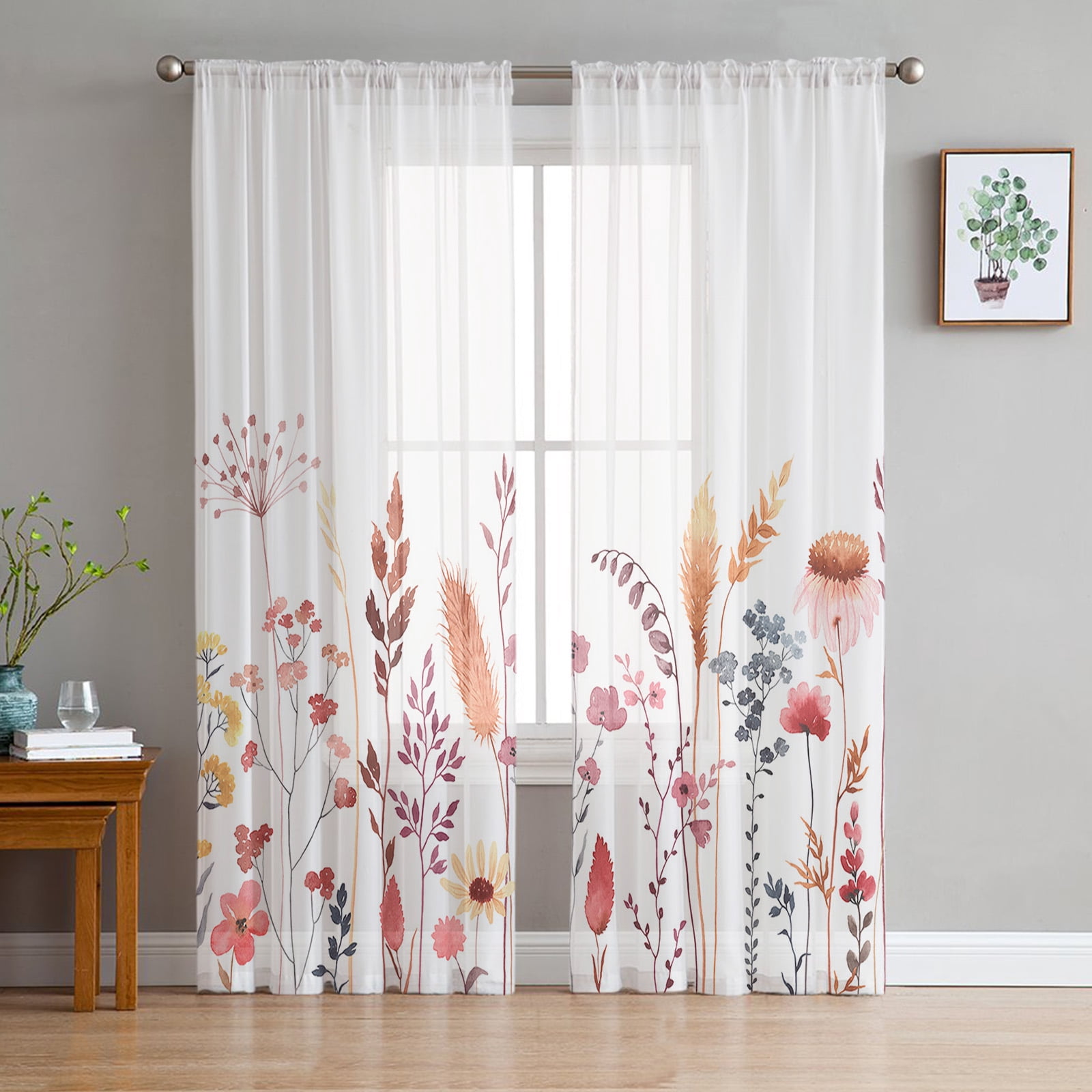 Spring Flower Butterfly Tulle Curtains for Living Room Bedroom Modern ...