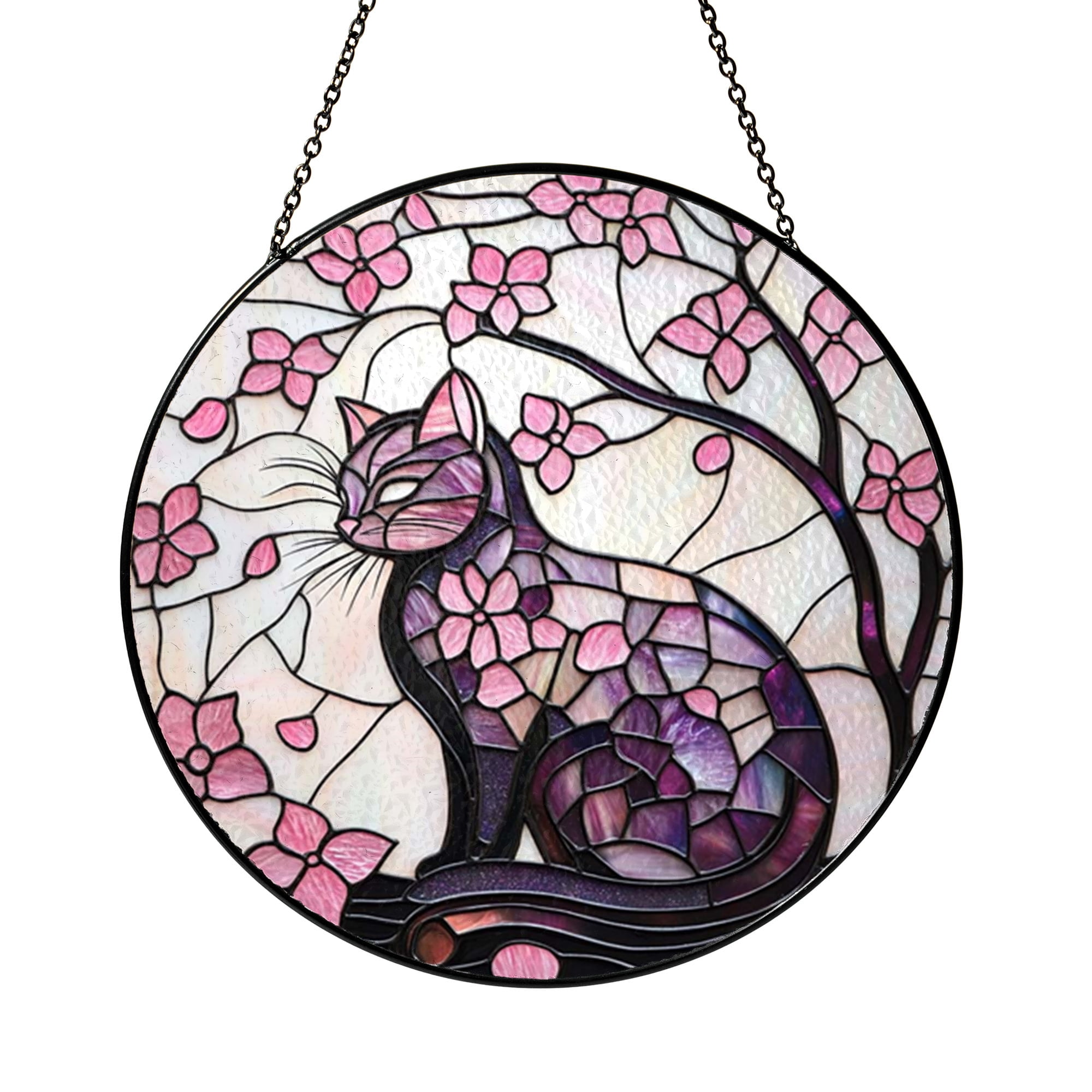 Spring Flower Cat Stained Glass Window Art Suncatcher2301 - Walmart.com