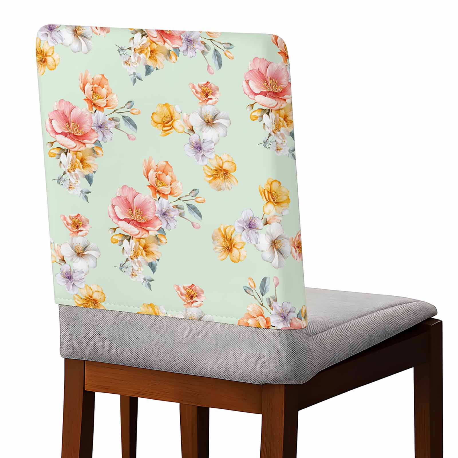 Spring Flower Chair Covers Set of 4 Watercolor Gradient Pink Yellow ...