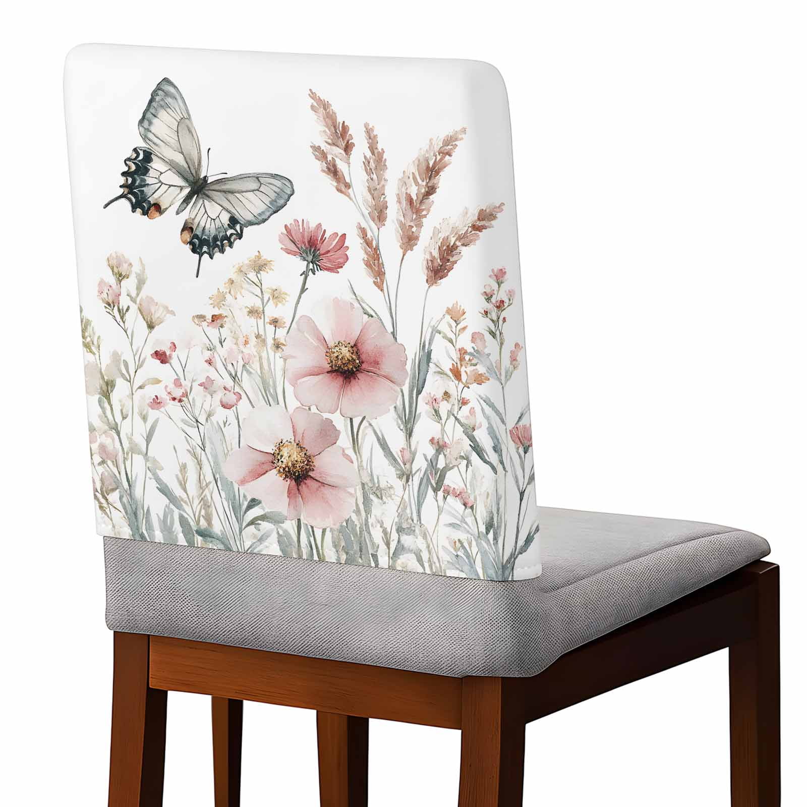 Spring Flower Chair Covers Set of 6 Vintage Watercolor Floral Cosmos ...