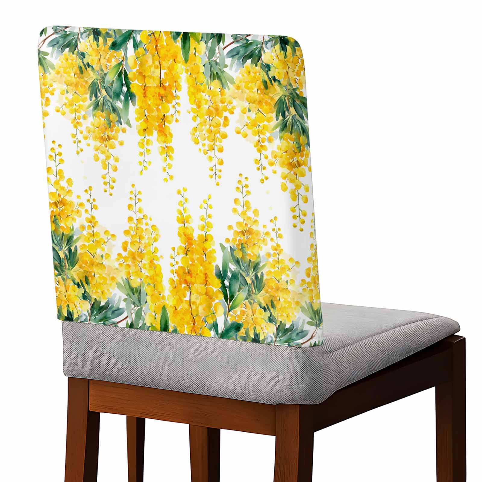 Spring Flower Chair Covers Set of 8 Watercolor Gradient Yellow Floral ...