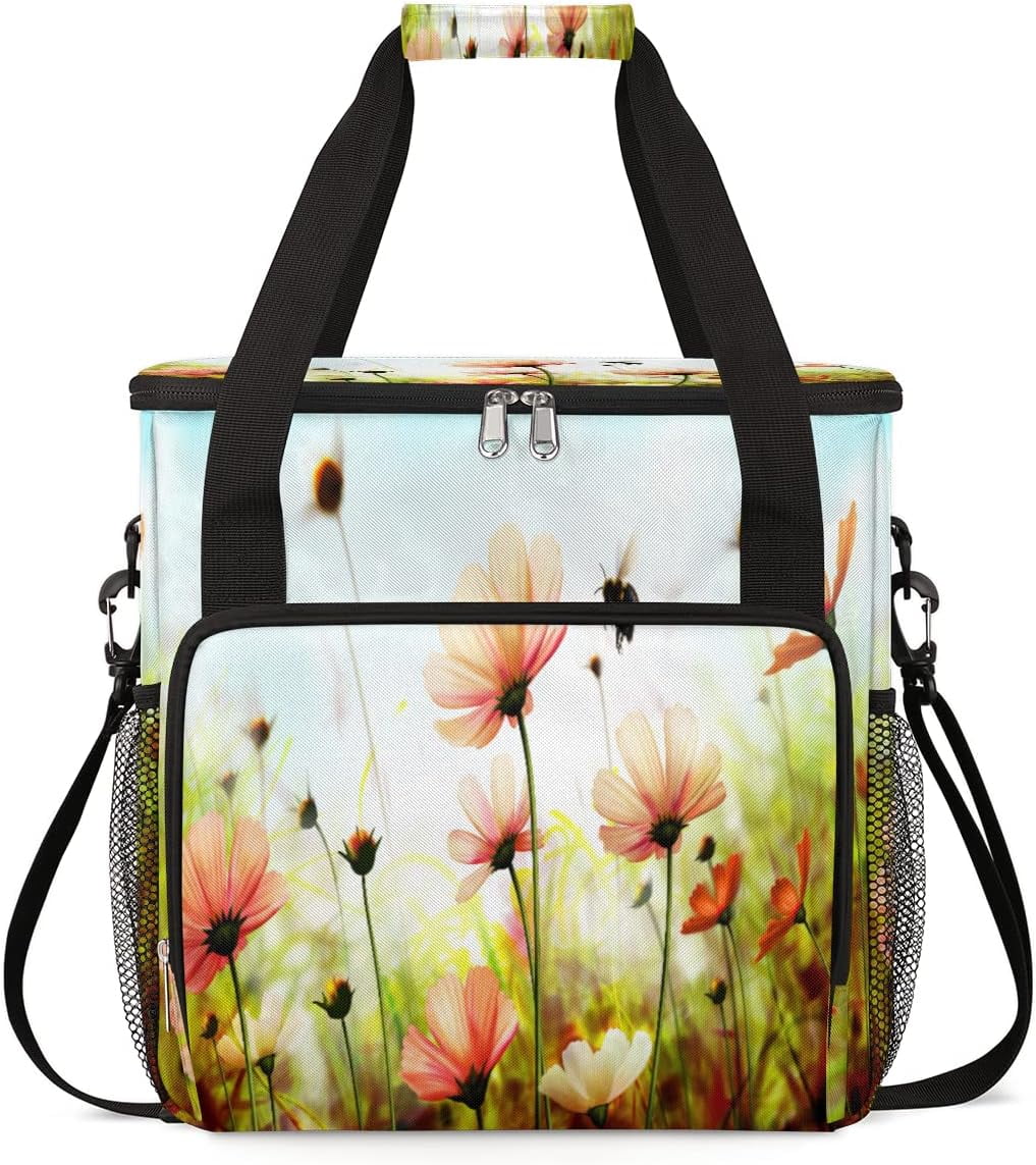 Spring Flower Coffee Maker Carring Bag Colorful Floral Travel Storage ...