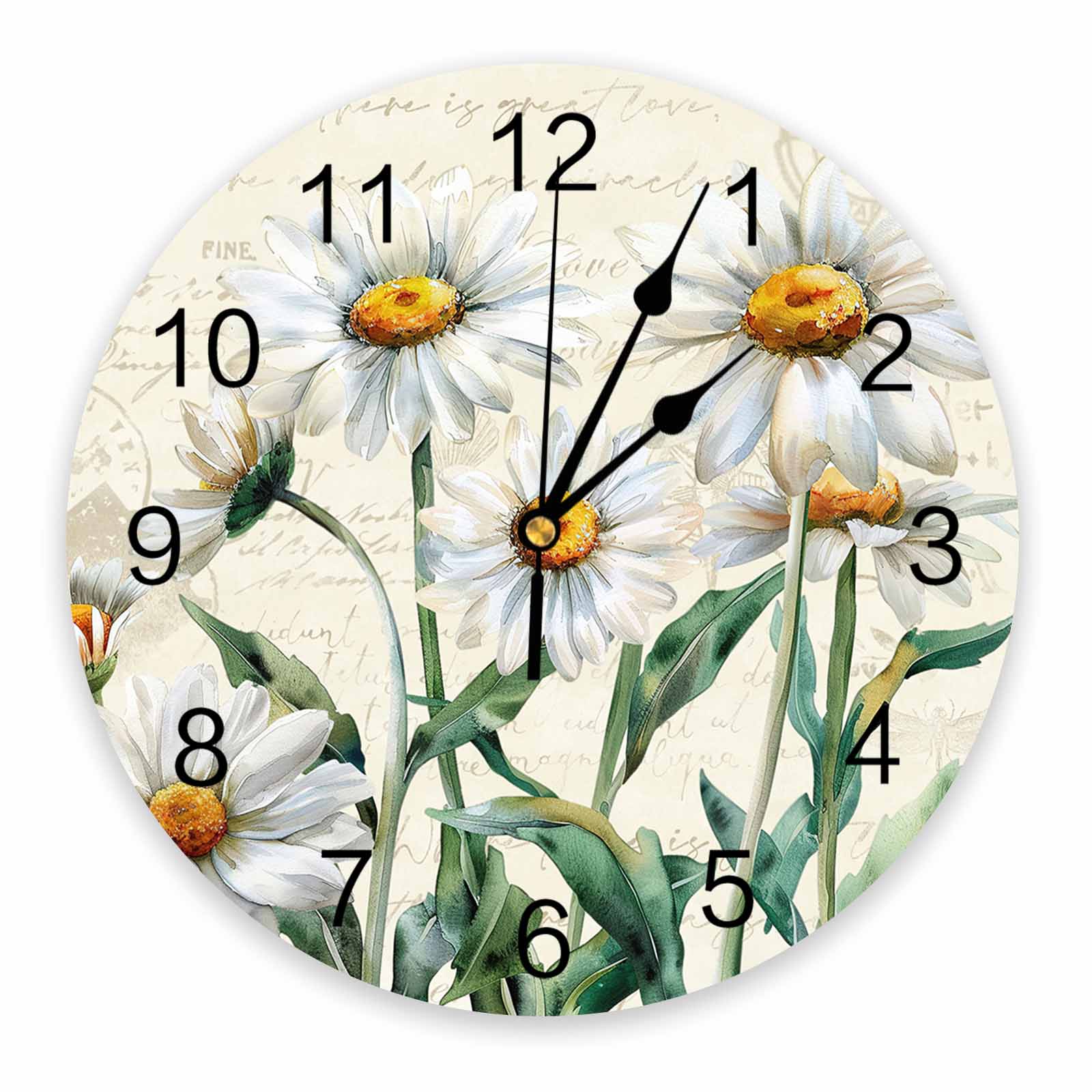 Spring Flower Daisy Retro PVC Wall Clock Bedroom ration Wall Clock ...