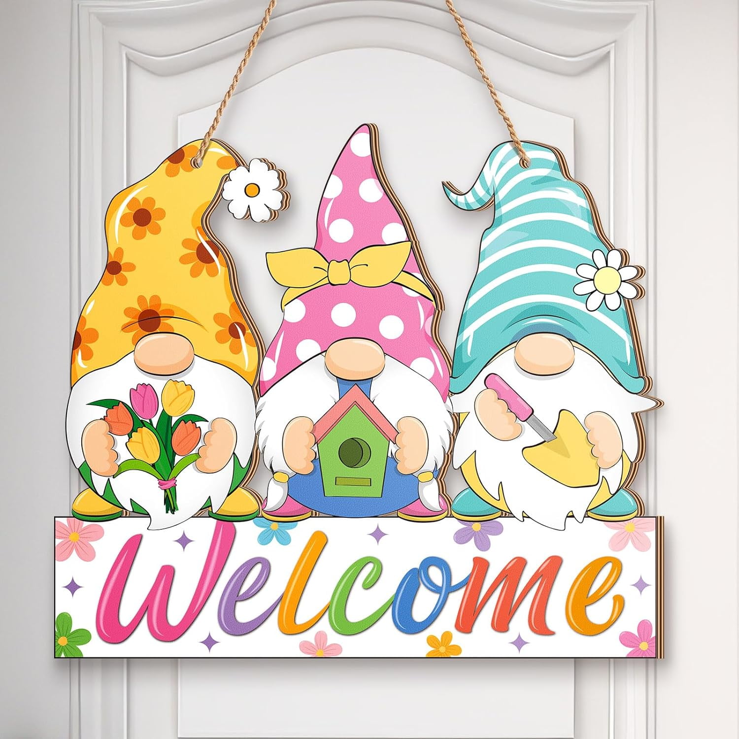 Spring Flower Door Sign Spring Door Decor Hello Spring Sign Welcome ...