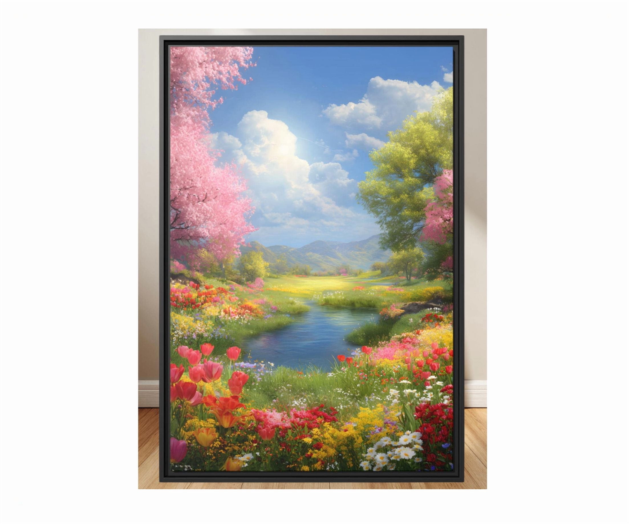 Spring Flower Field Landscape Poster Vibrant Nature Wall Art - Walmart.com