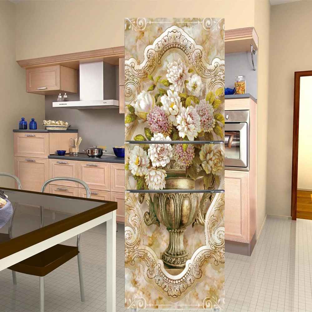 Spring Flower Fridge Door rations Elegant Flowers Refrigerator Sticker ...