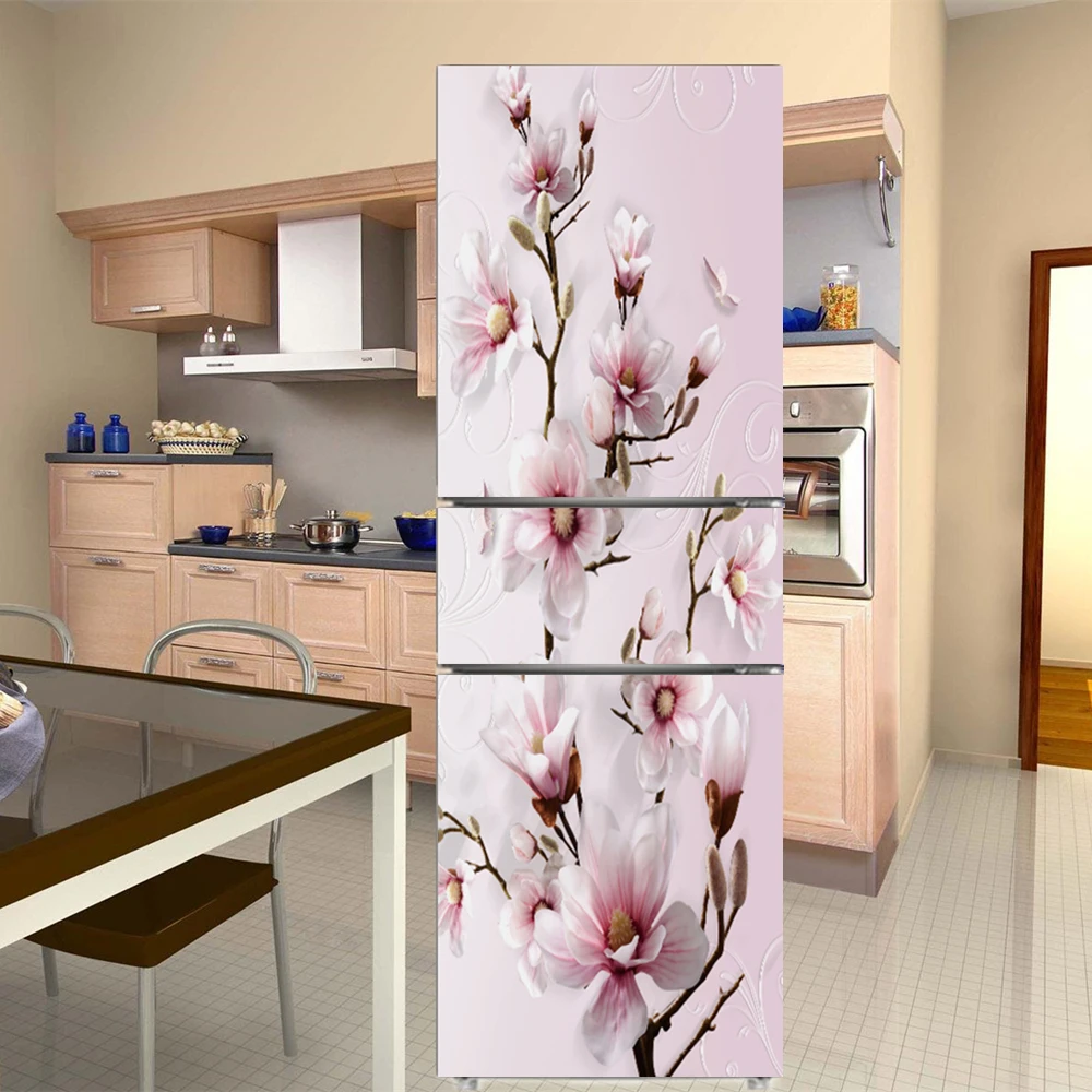 Spring Flower Fridge Door rations Elegant Flowers Refrigerator Sticker ...