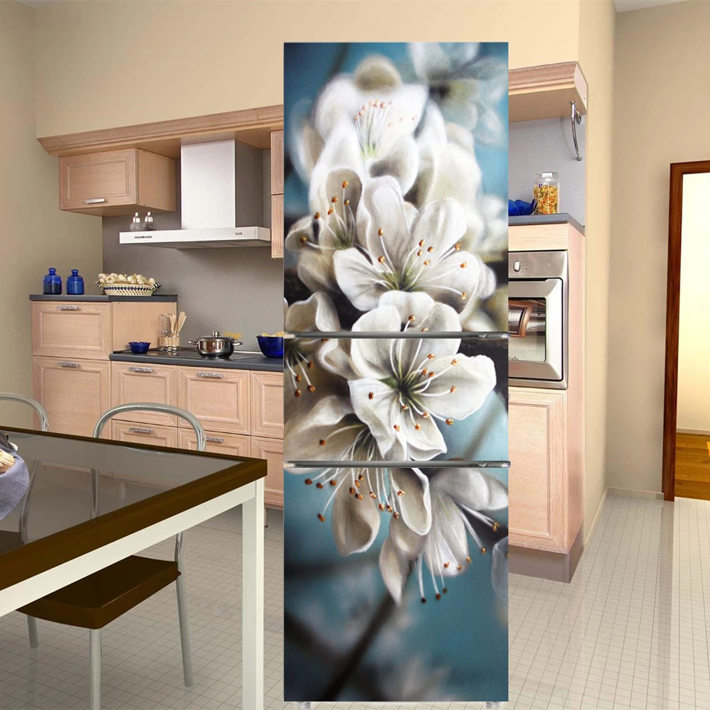 Spring Flower Fridge Door rations Elegant Flowers Refrigerator Sticker ...
