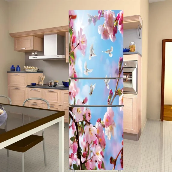 Spring Flower Fridge Door rations Elegant Flowers Refrigerator Sticker ...