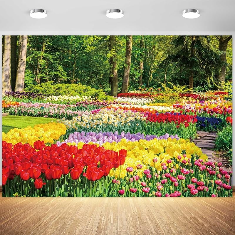 Spring Flower Garden Backdrop Floral Forest Park Nature Scenery ...
