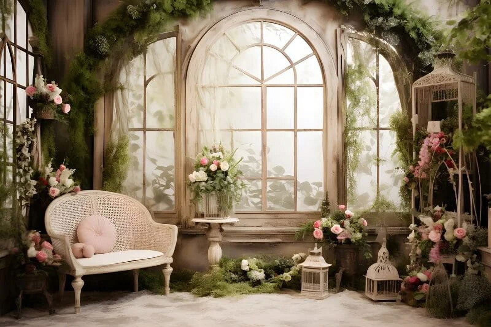 Spring Flower Garden Background Interior Green Leaf Window Scenery ...
