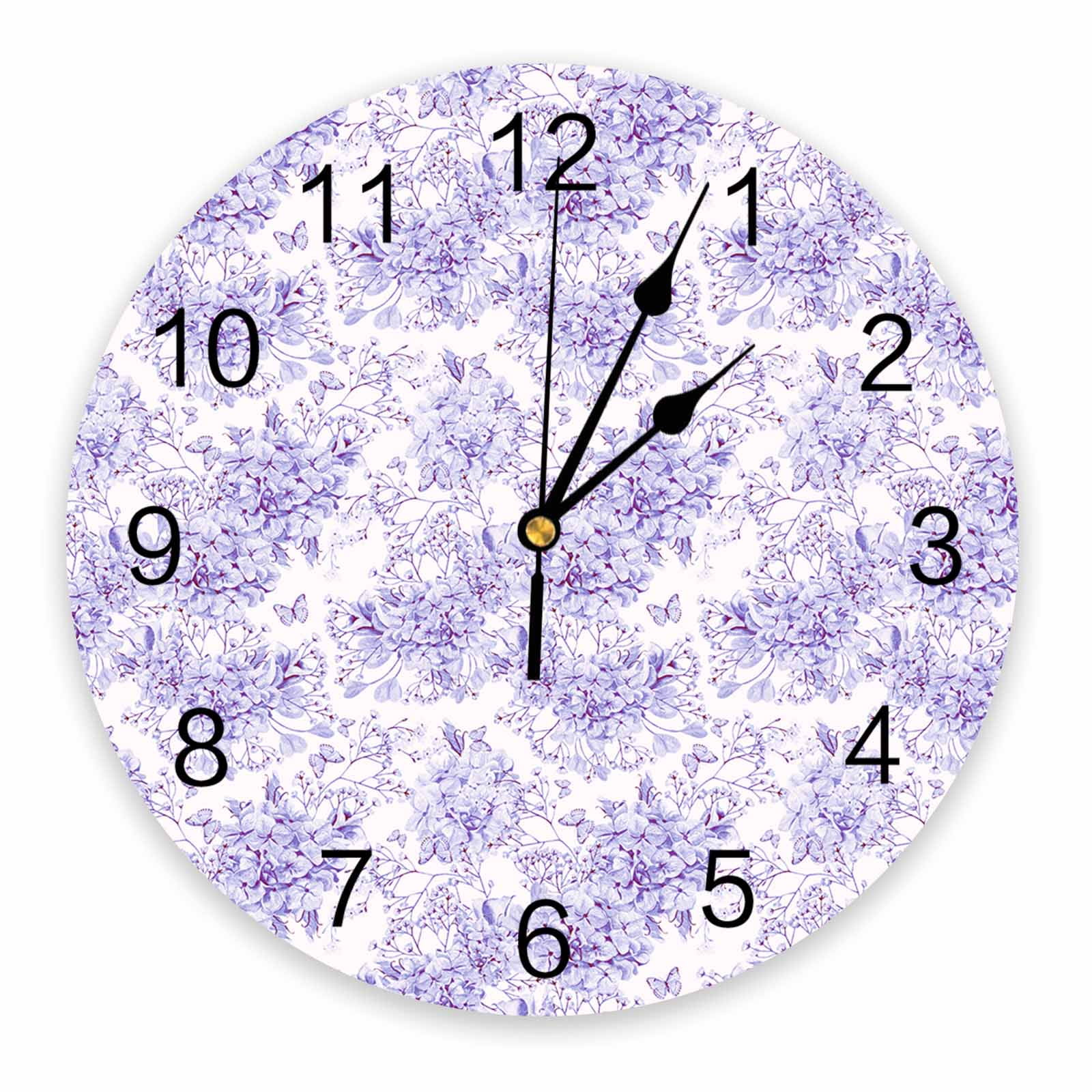 Spring Flower Hydrangea PVC Wall Clock Bedroom ration Wall Clock Modern ...