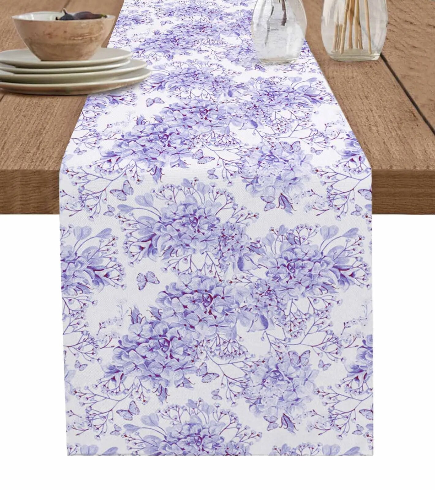 Spring Flower Hydrangea Table Runner Wedding r Table Runner Home Dining ...