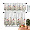 Farmhouse Floral Kitchen Curtains Valances 3 Piece Set, Nature Colorful ...