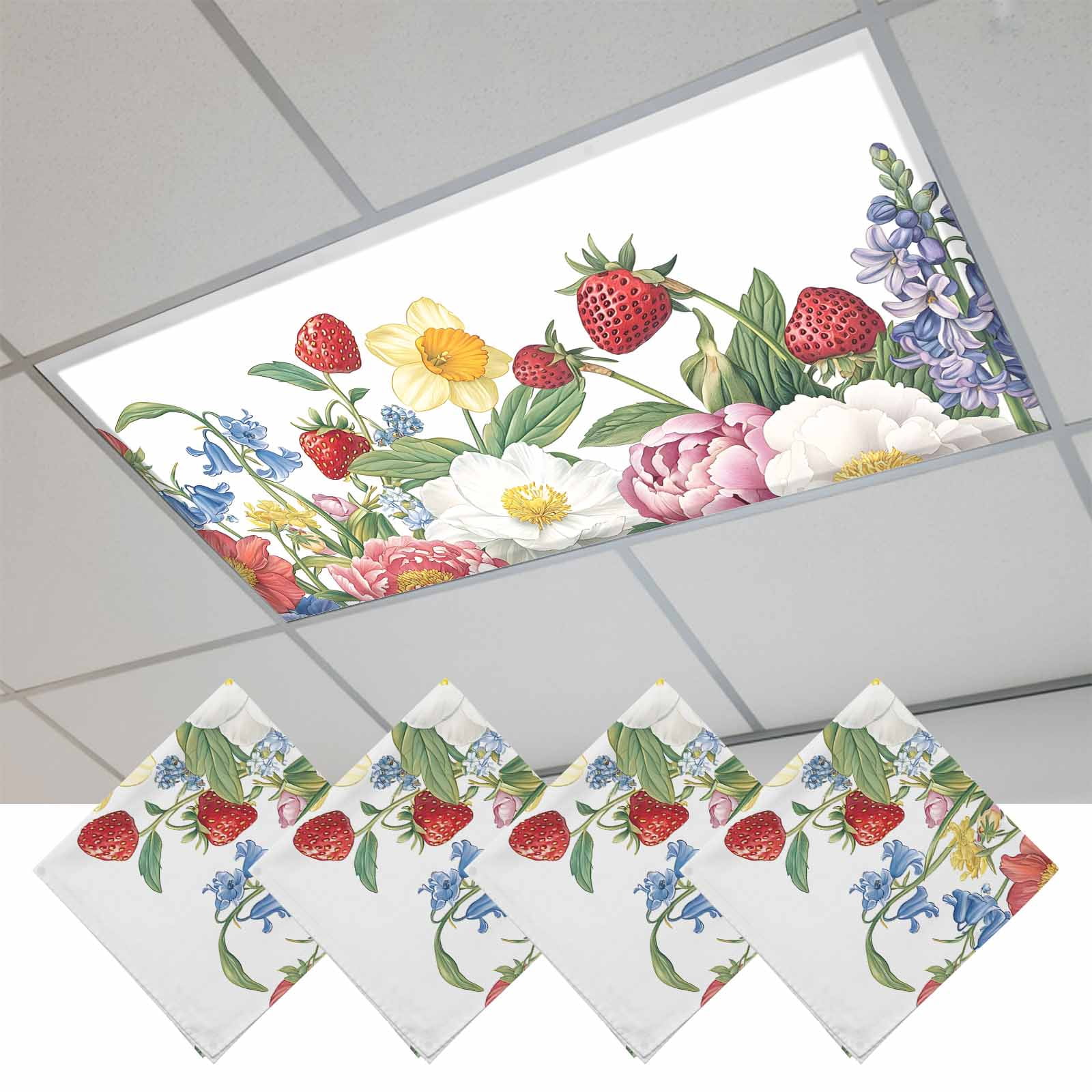 Spring Flower Magnetic Fluorescent Light Covers for Ceiling Lights 2x4 ...