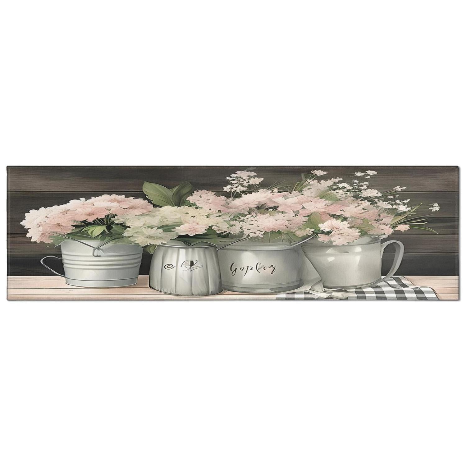 Spring Flower in the Mason Jar Kitchen Mats for Floor 3PCS Cushioned ...