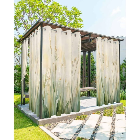 Spring Flower Outdoor Curtains for Patio, Leaf Yellow Floral Watercolor ...