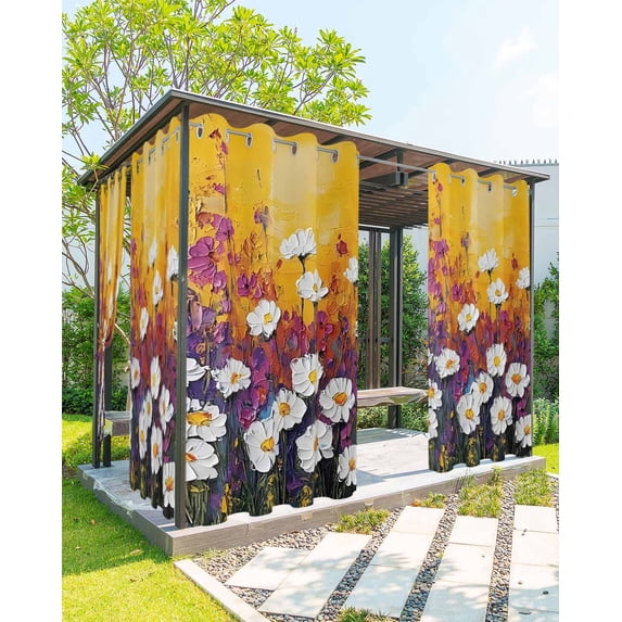 Spring Flower Outdoor Curtains for Patio, Retro Oil Painting Lavender ...