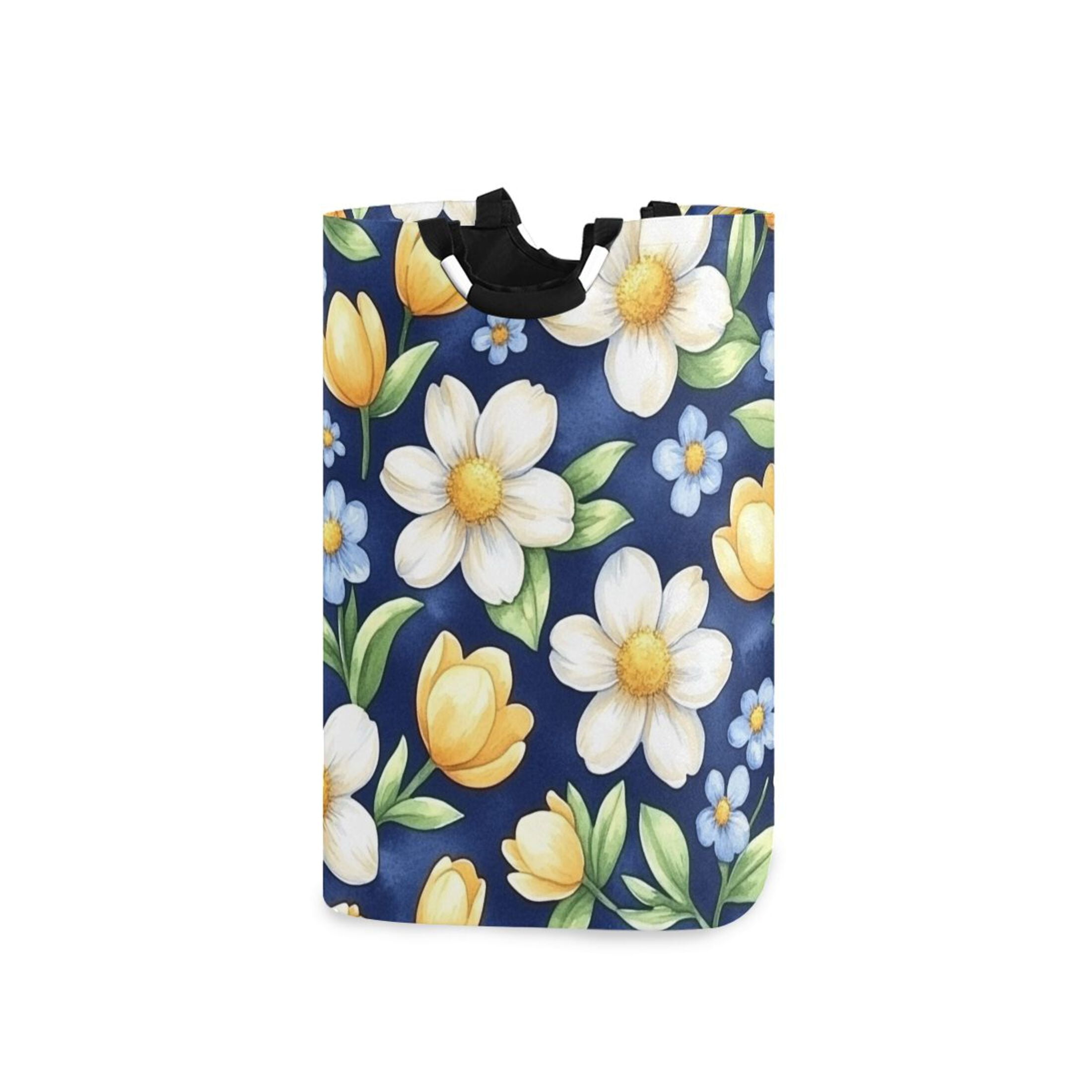 Spring Flower Pattern Laundry Basket with Handles 50L Collapsible ...