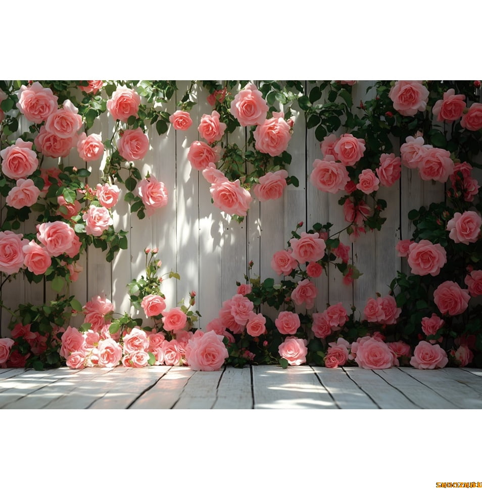 Spring Flower Photography Backdrop Floar Plants Wood Wall Floor ...