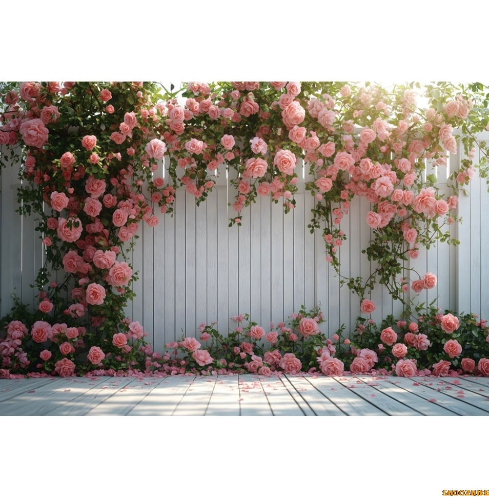 Spring Flower Photography Backdrop Floar Plants Wood Wall Floor ...
