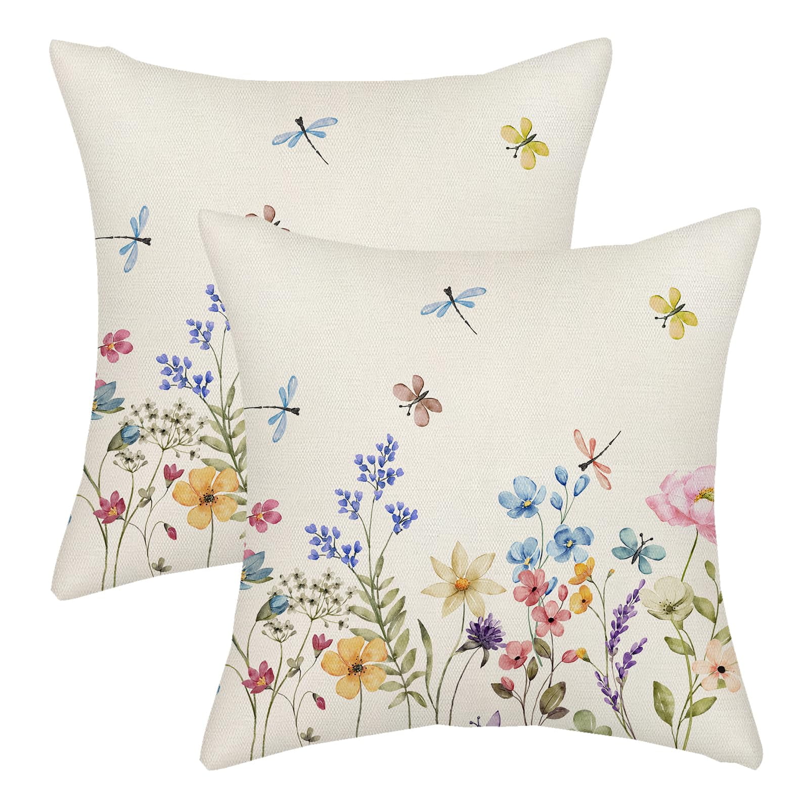 Spring Flower Pillow Covers 20x20 Floral Bufferfly Farmhouse Decor ...