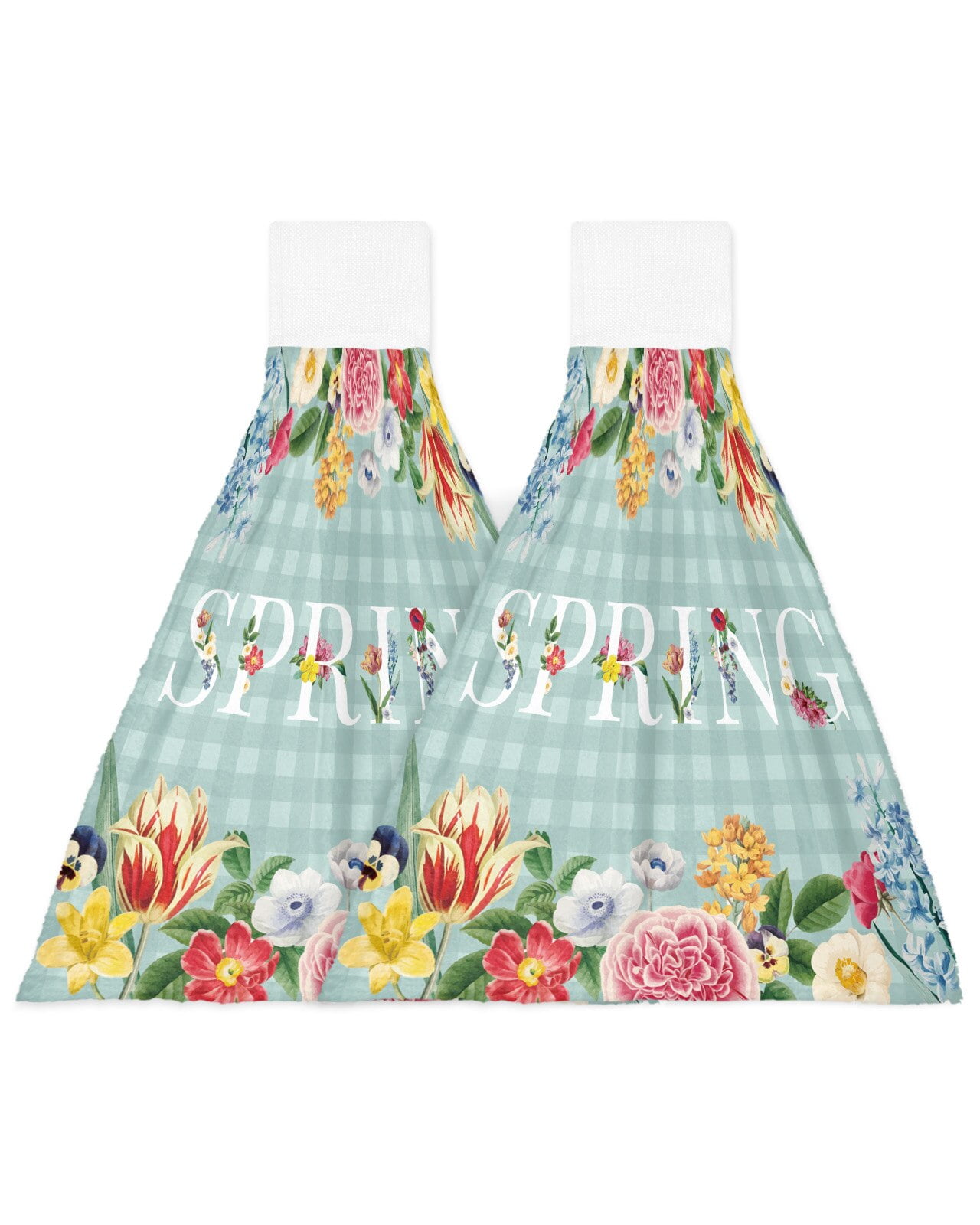 Spring Flower Plaid Custom Wipe Hand Towel Absorbent Hanging Towels ...