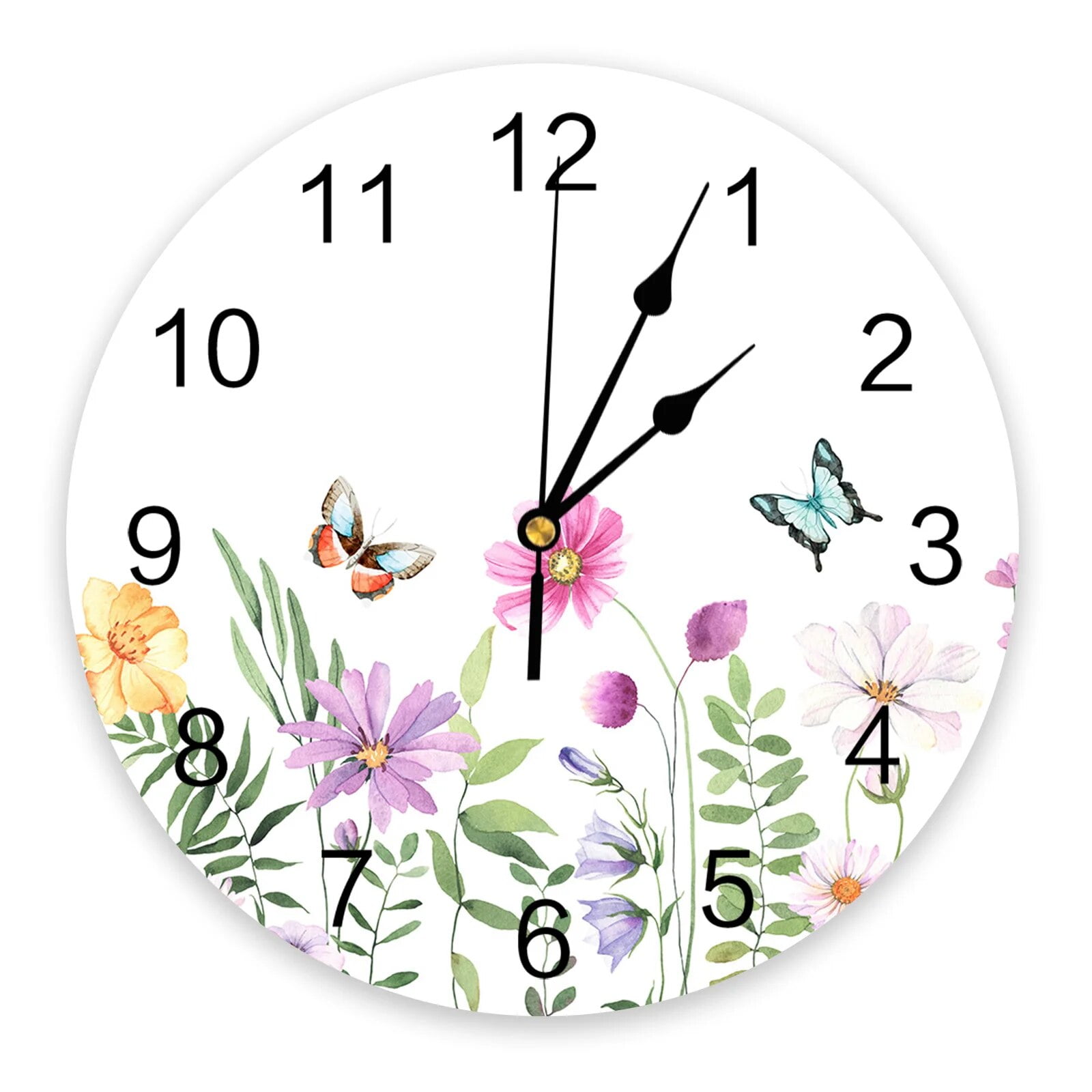 Spring Flower Plant Leaf Butterfly Clocks Wall Home Decor Modern ...